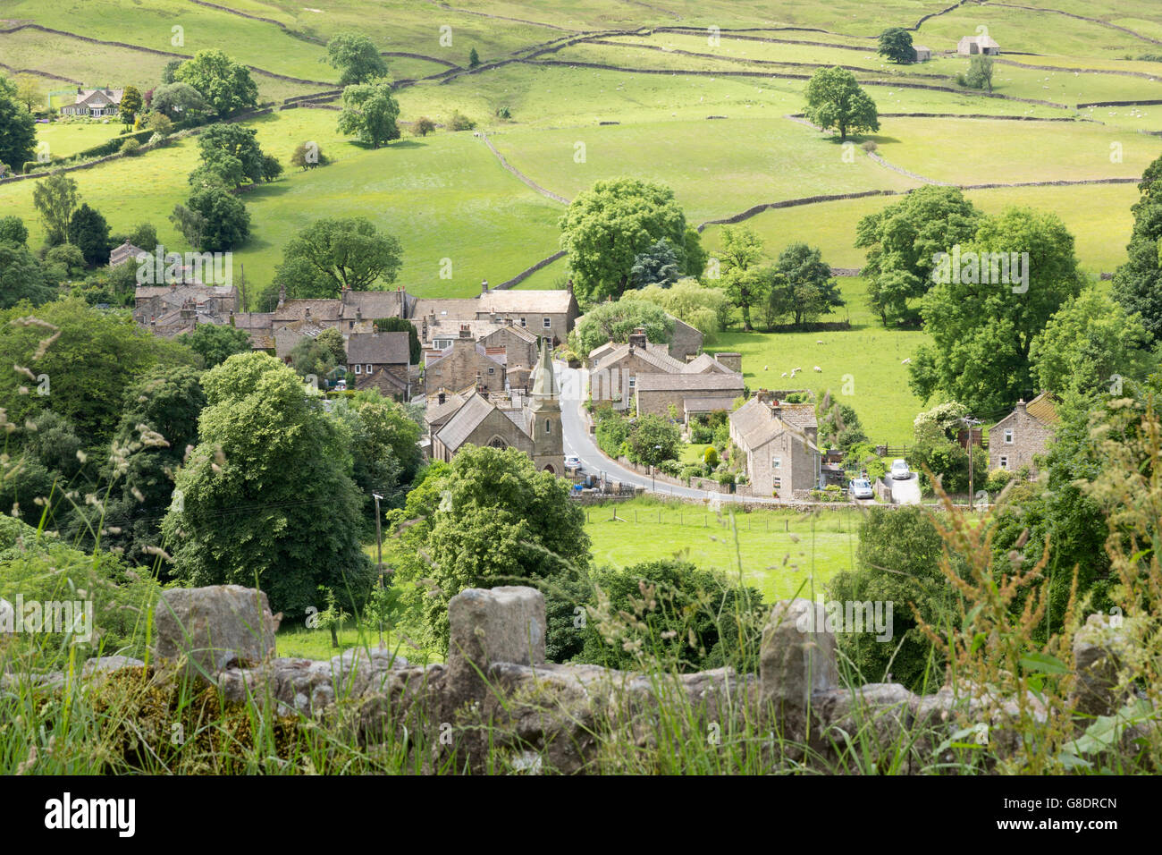 Burnsall village and the River Wharfe in Wharfedale, The Yorkshire ...