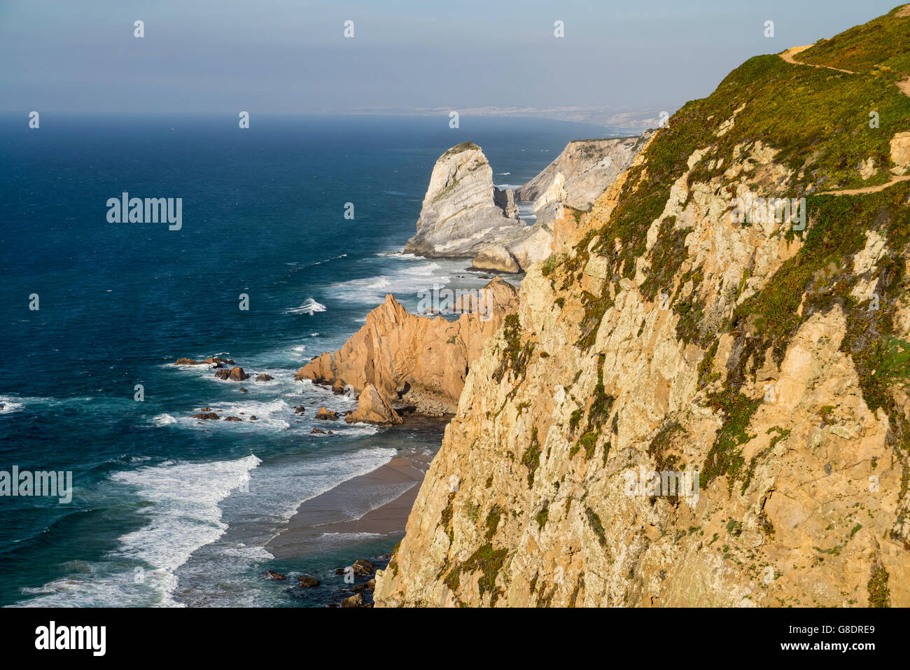 Cliffs and lighthouse of Cabo da Roca on the Atlantic Ocean in Sintra ...