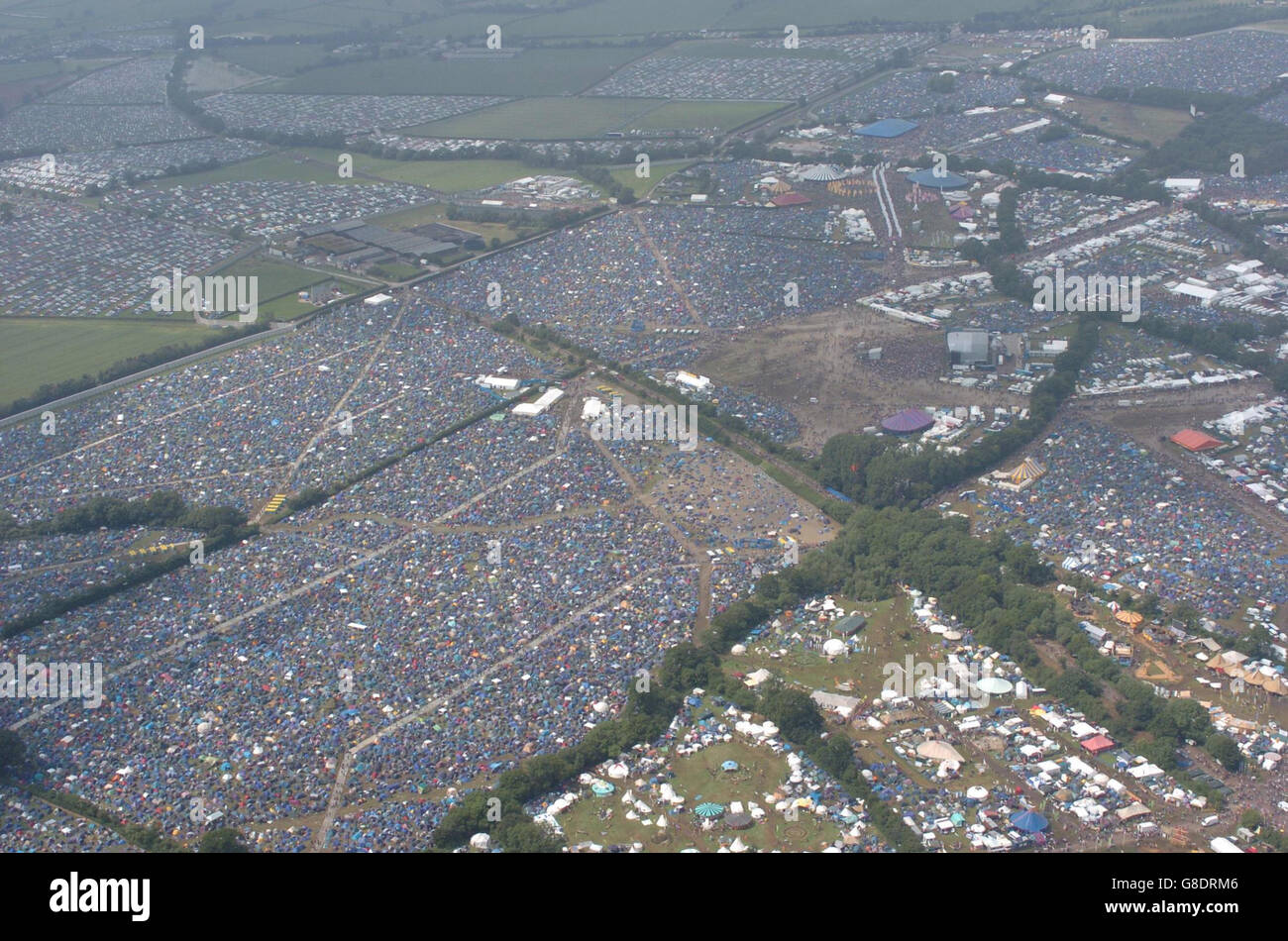 An aerial view of the glastonbury site hi-res stock photography and ...