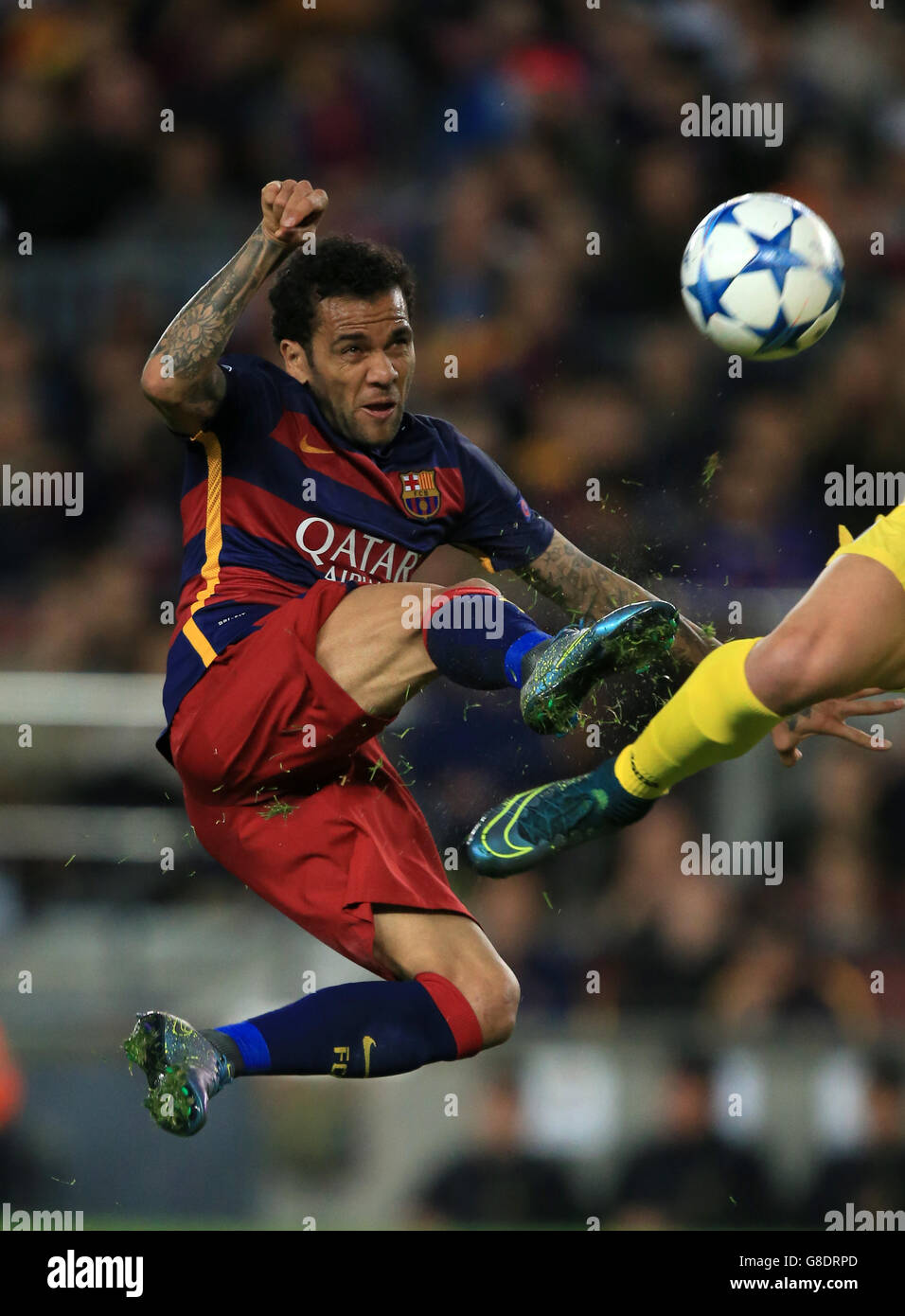 Fc barcelonas dani alves has a volley shot on goal hi-res stock ...