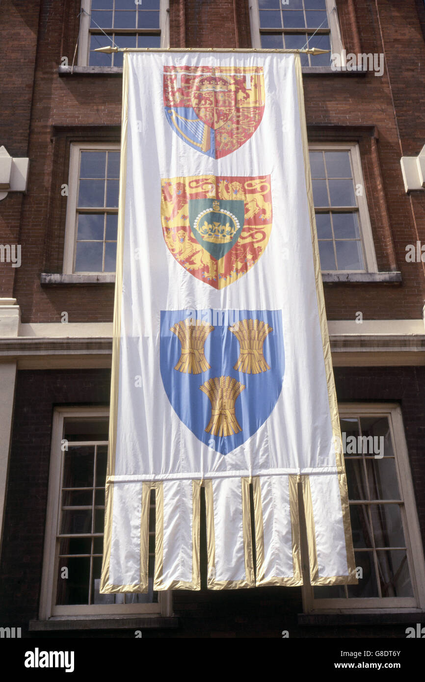 Banners with some of the Arms that will be on show at Caernarvon Castle ...