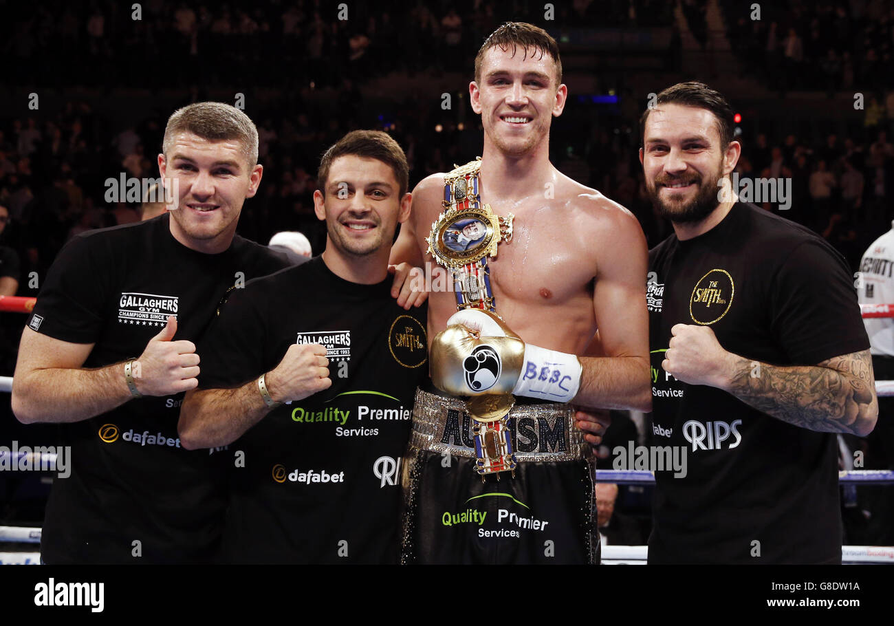 Callum Smith (second right) celebrates with brothers Liam (left ...