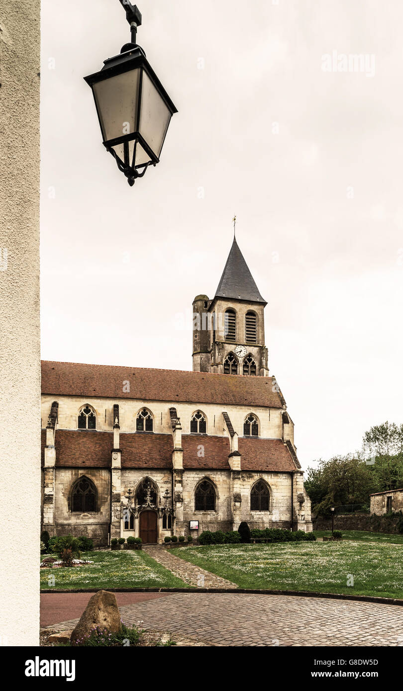 Old medieval church in french countryside, Paris region Stock Photo - Alamy