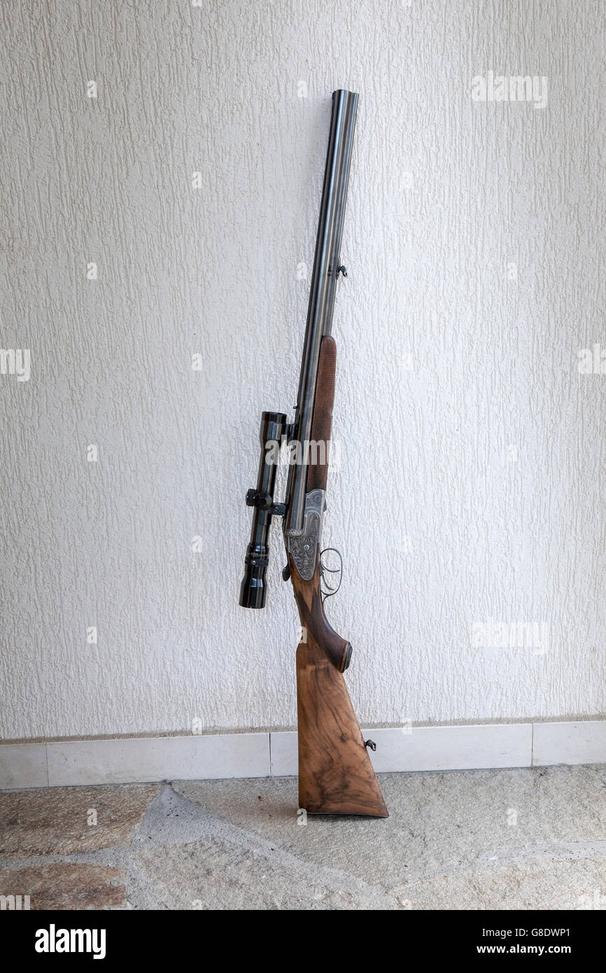 Vierling (four barrels) smooth-bore 16, 6.5х54 22 WRM Stock Photo - Alamy