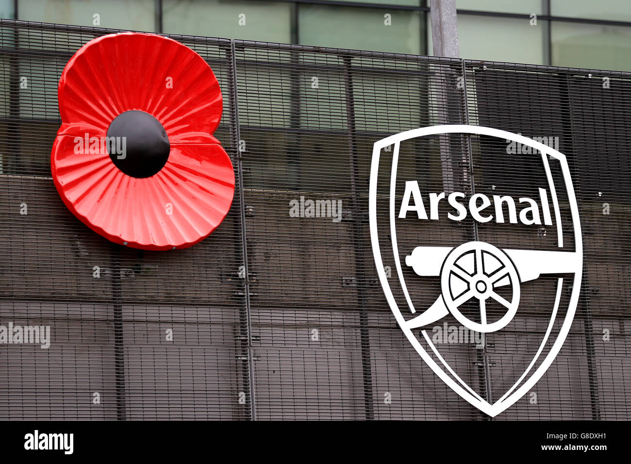 A giant poppy on display outside the Emirates Stadium before the ...
