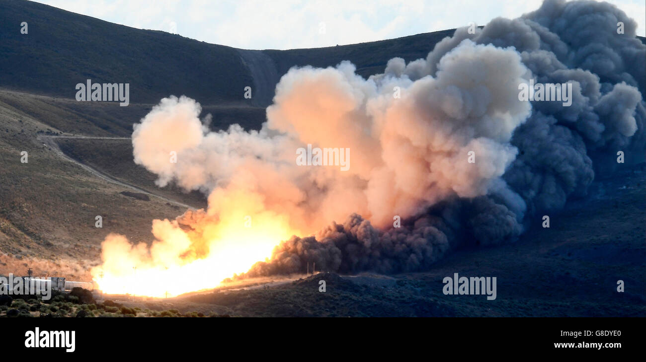 June 28, 2016. Promontory UT. Raw fire power is blasted into a hillside ...