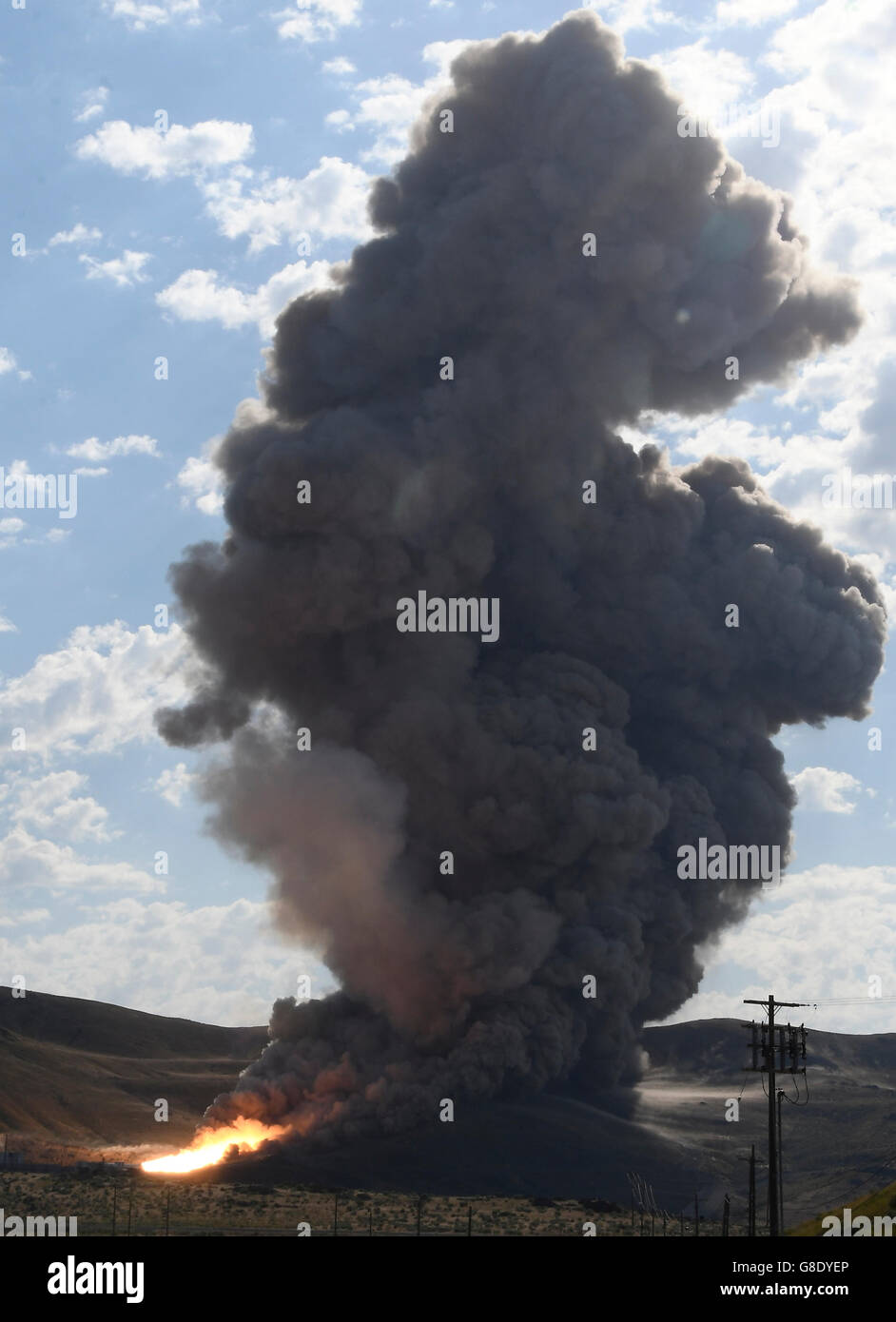 June 28, 2016. Promontory UT. Raw fire power is blasted into a hillside ...