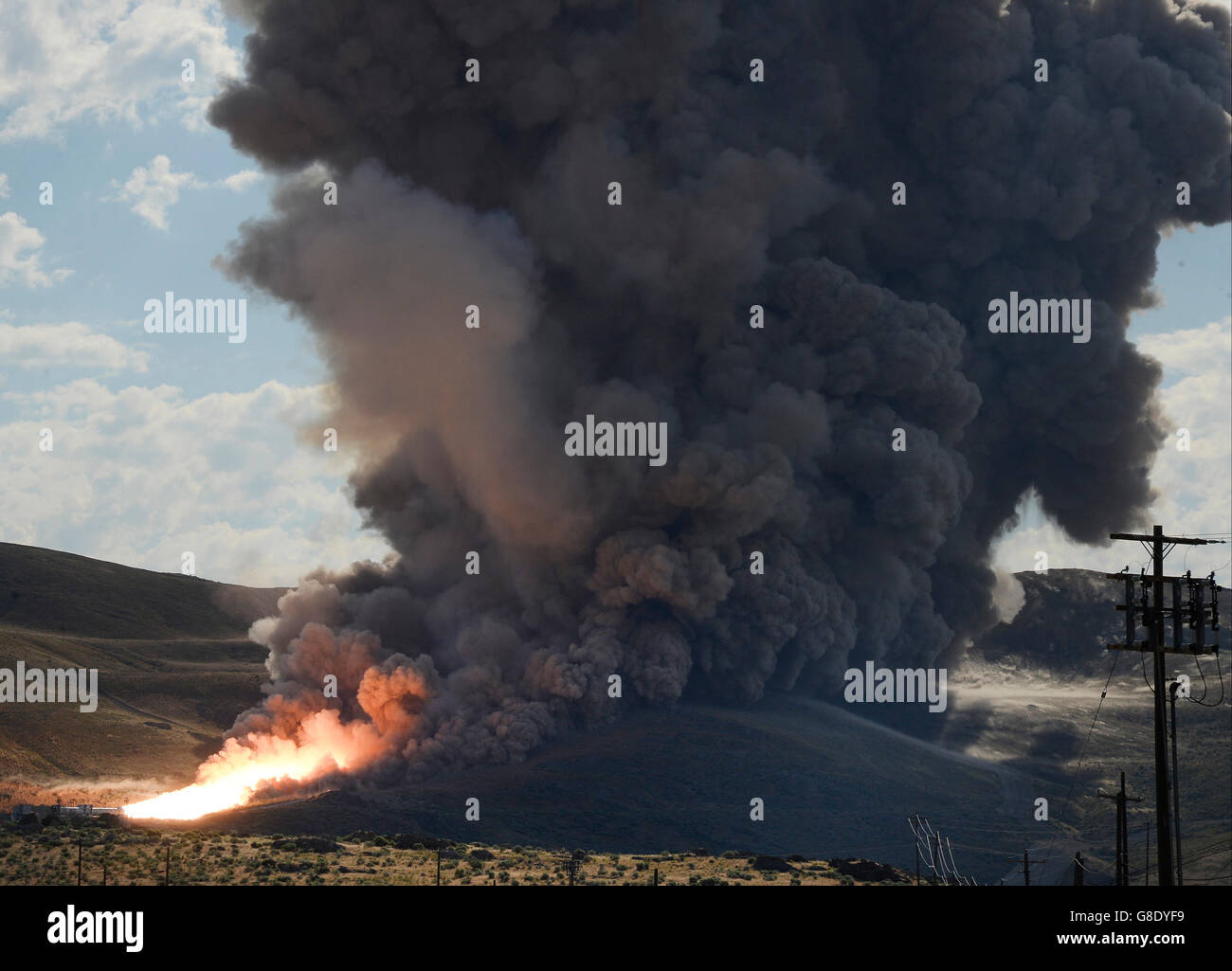 June 28, 2016. Promontory UT. Raw fire power is blasted into a hillside ...