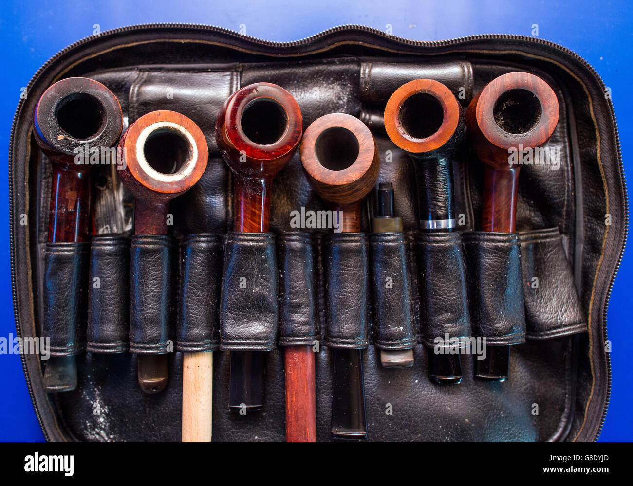 Members of the Pipe-Club-Wriezen competing in smoking a pipe as slow as ...