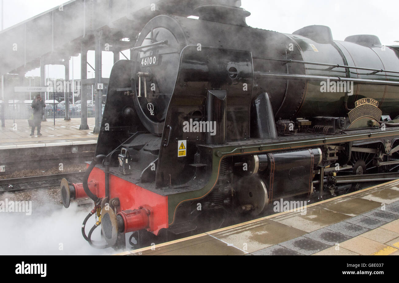 Leicester, UK. 28th June, 2016. Steam Train Royal Scot passes through ...