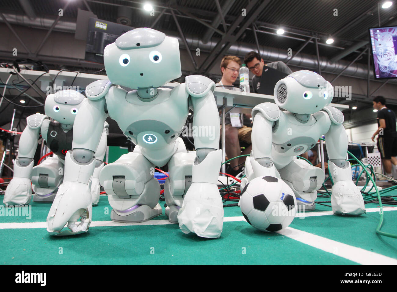 Leipzig, Germany. 29th June, 2016. Robots that can play soccer are ...