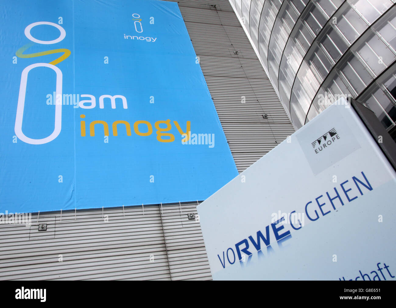 The energy firm RWE advertises with a large poster reading 'Innogy' in ...