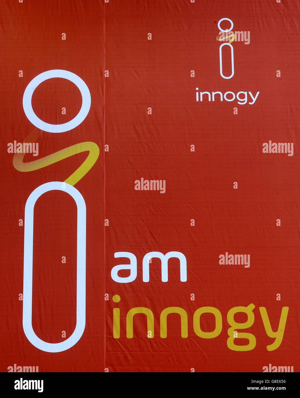 The energy firm RWE advertises with a large poster reading 'Innogy' in ...