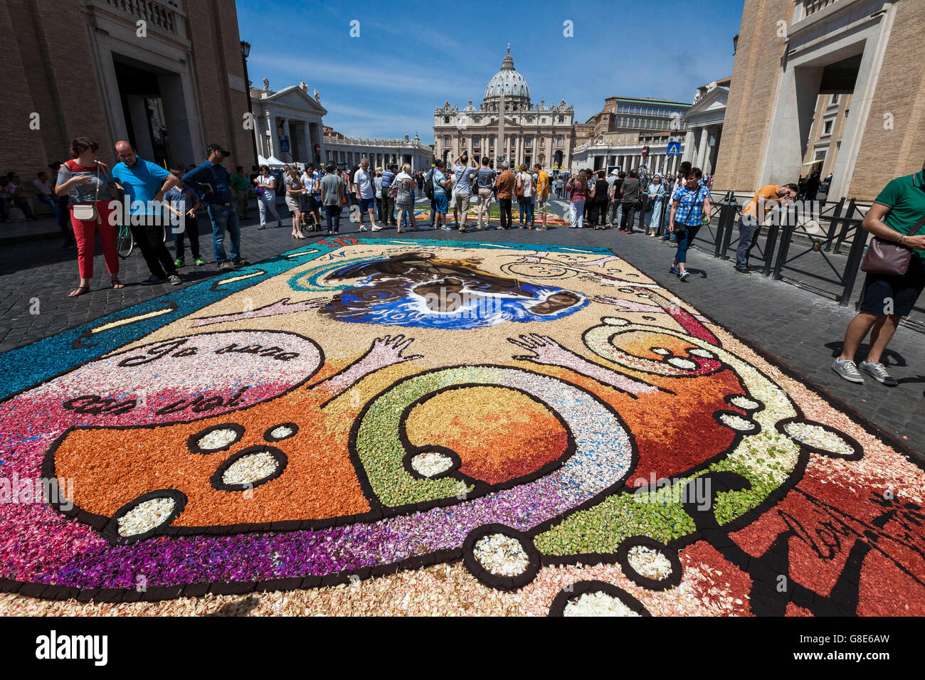 Vatican City, Vatican. 29th June, 2016. Artists create flowers mosaics ...