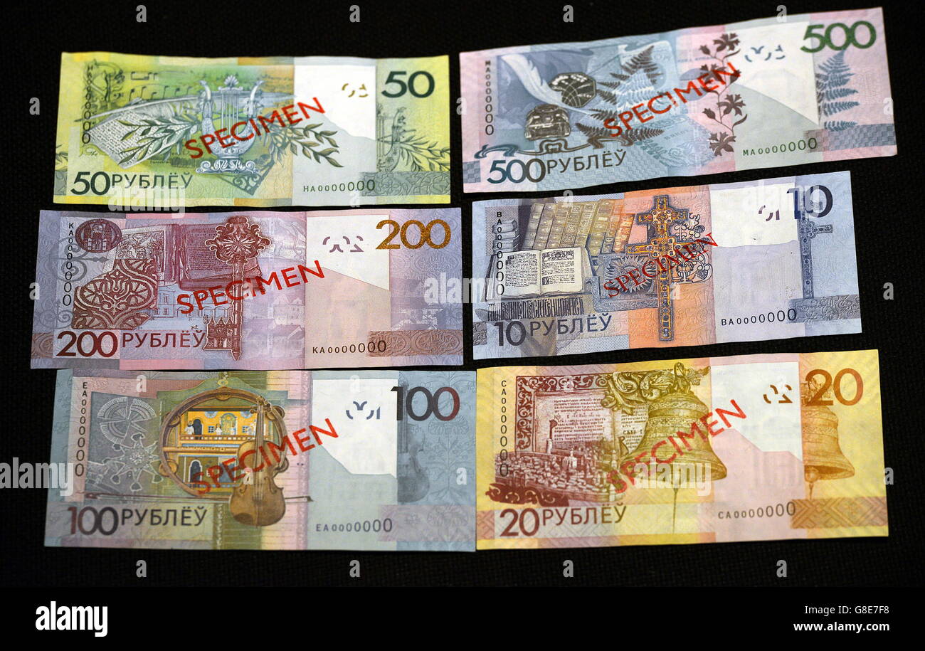 Minsk Belarus 29th June 2016 A Man Holds New Belarusian Rouble Minsk Belarus 29th June 2016 A Man Holds New Belarusian Rouble