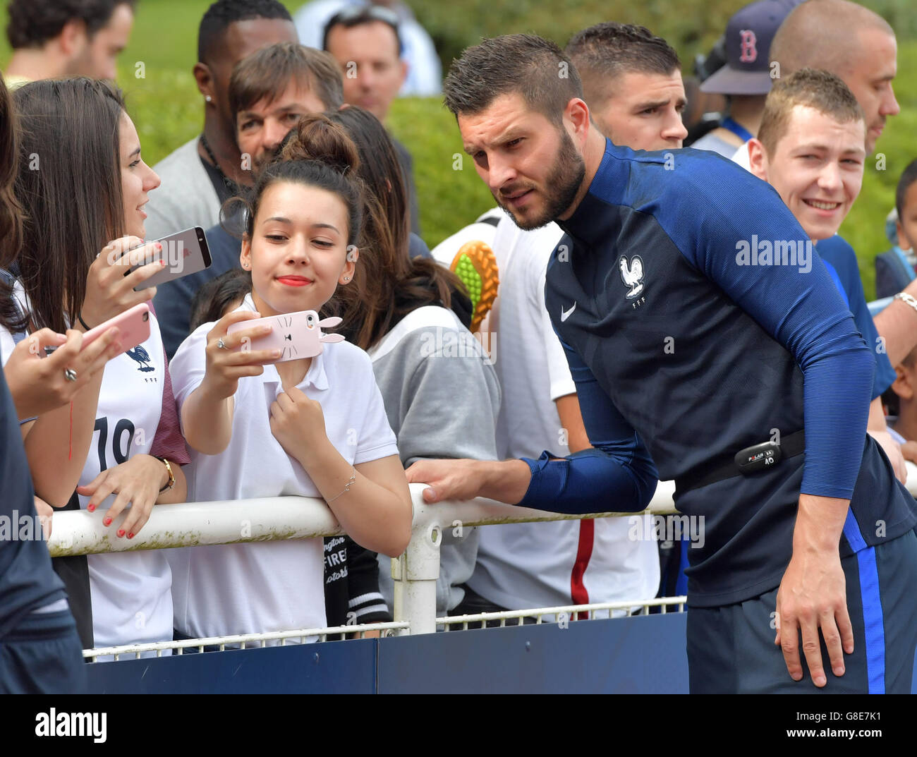 Andre-Pierre Gignac (R) of France poses for a picture during a public ...