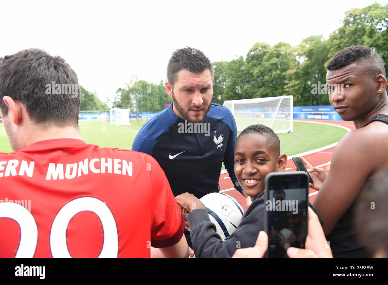 Andre-Pierre Gignac (C) of Franc poses for a photo during a public ...