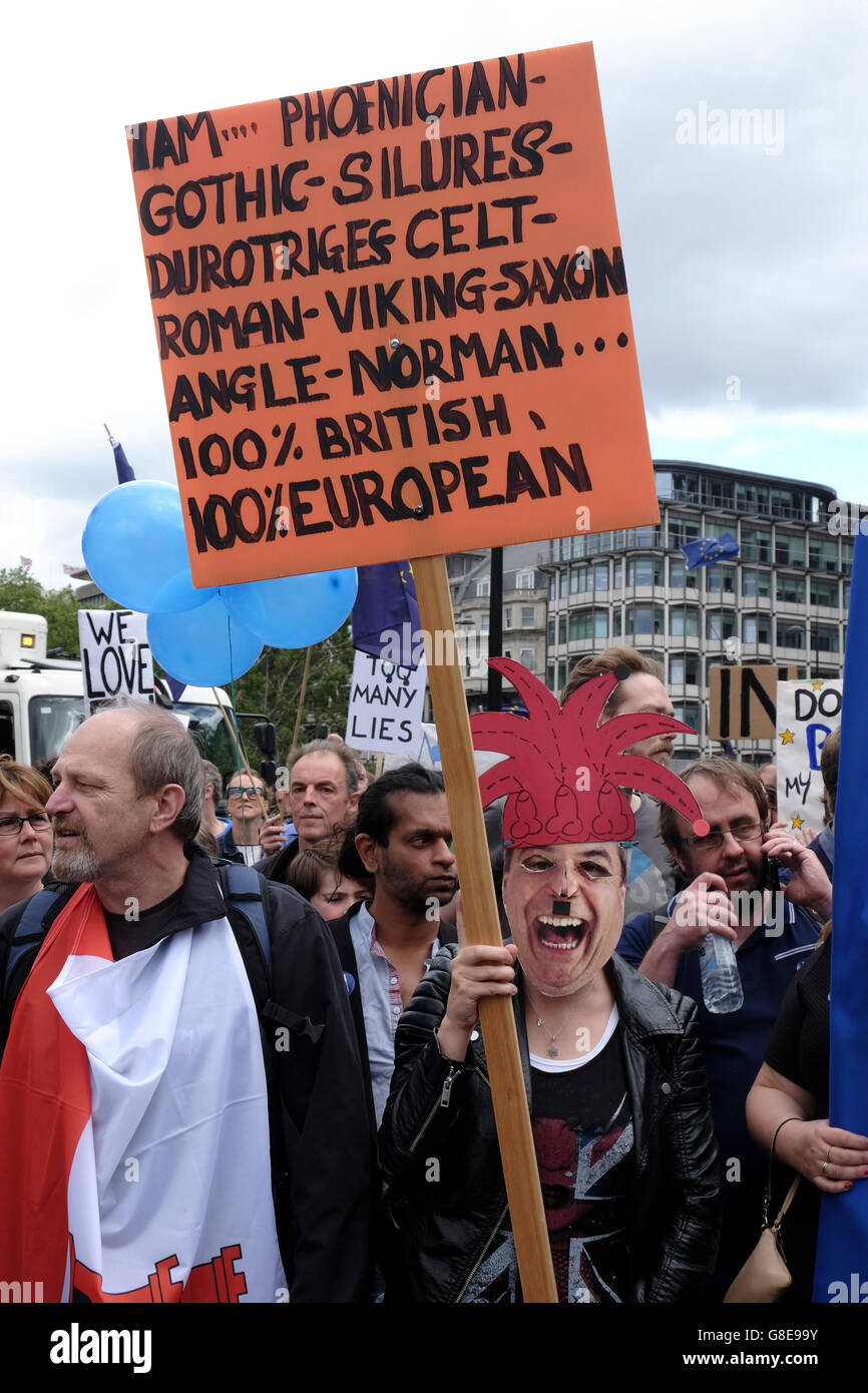 Pro-EU demonstration, London Stock Photo - Alamy