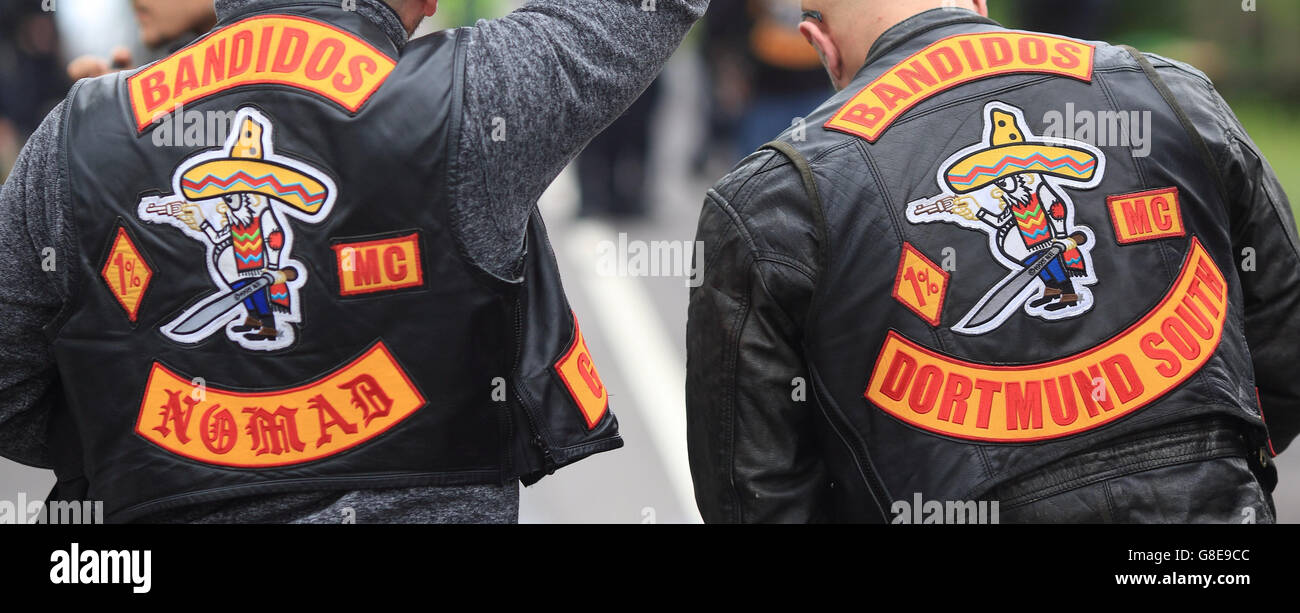 Magdeburg, Germany. 2nd July, 2016. Members of a biker gang arriving at ...