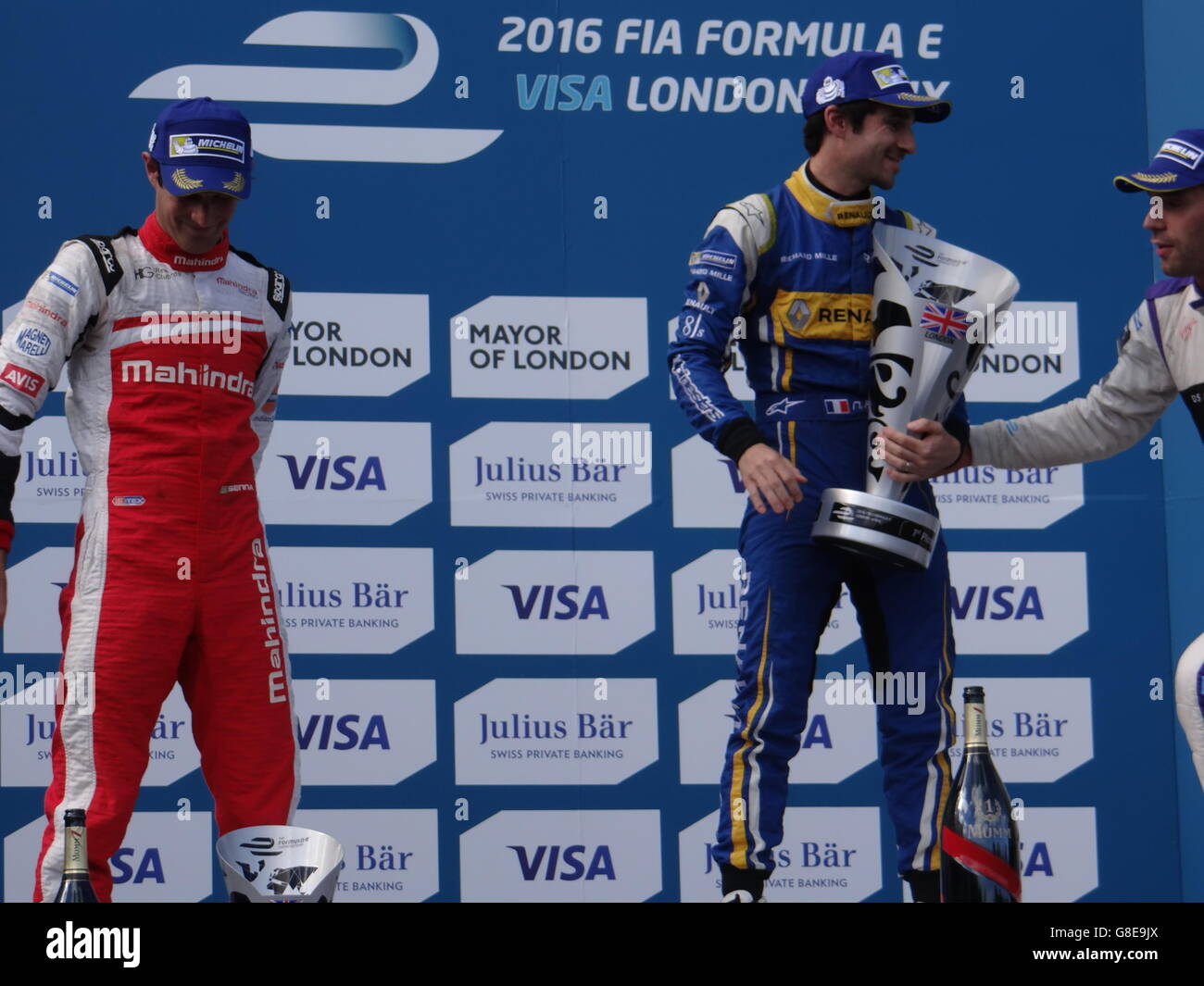 Nicolas Prost and Bruno Senna. London, UK. 02nd July, 2016. Podium of ...