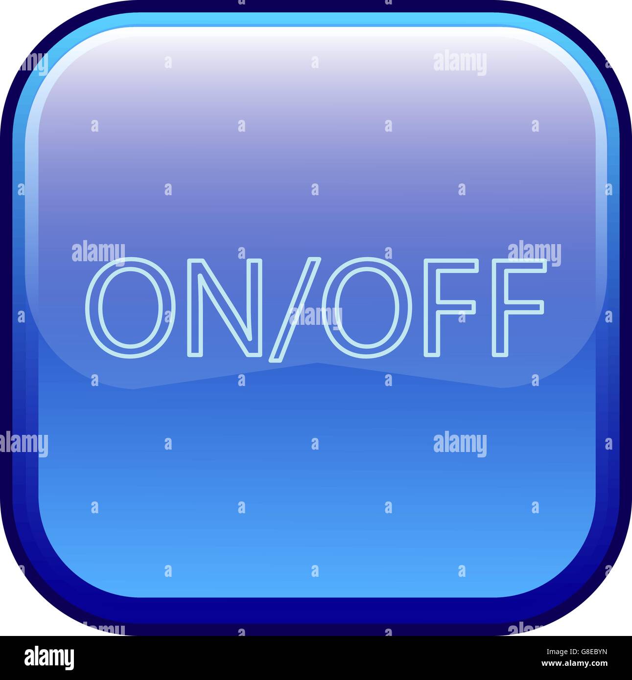 Big blue button labeled "on/off Stock Vector Image & Art - Alamy
