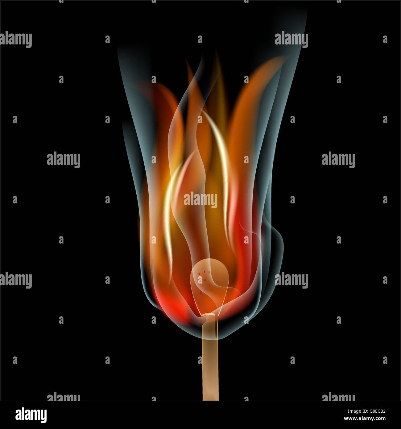 Burning match on black background Stock Vector Image & Art - Alamy