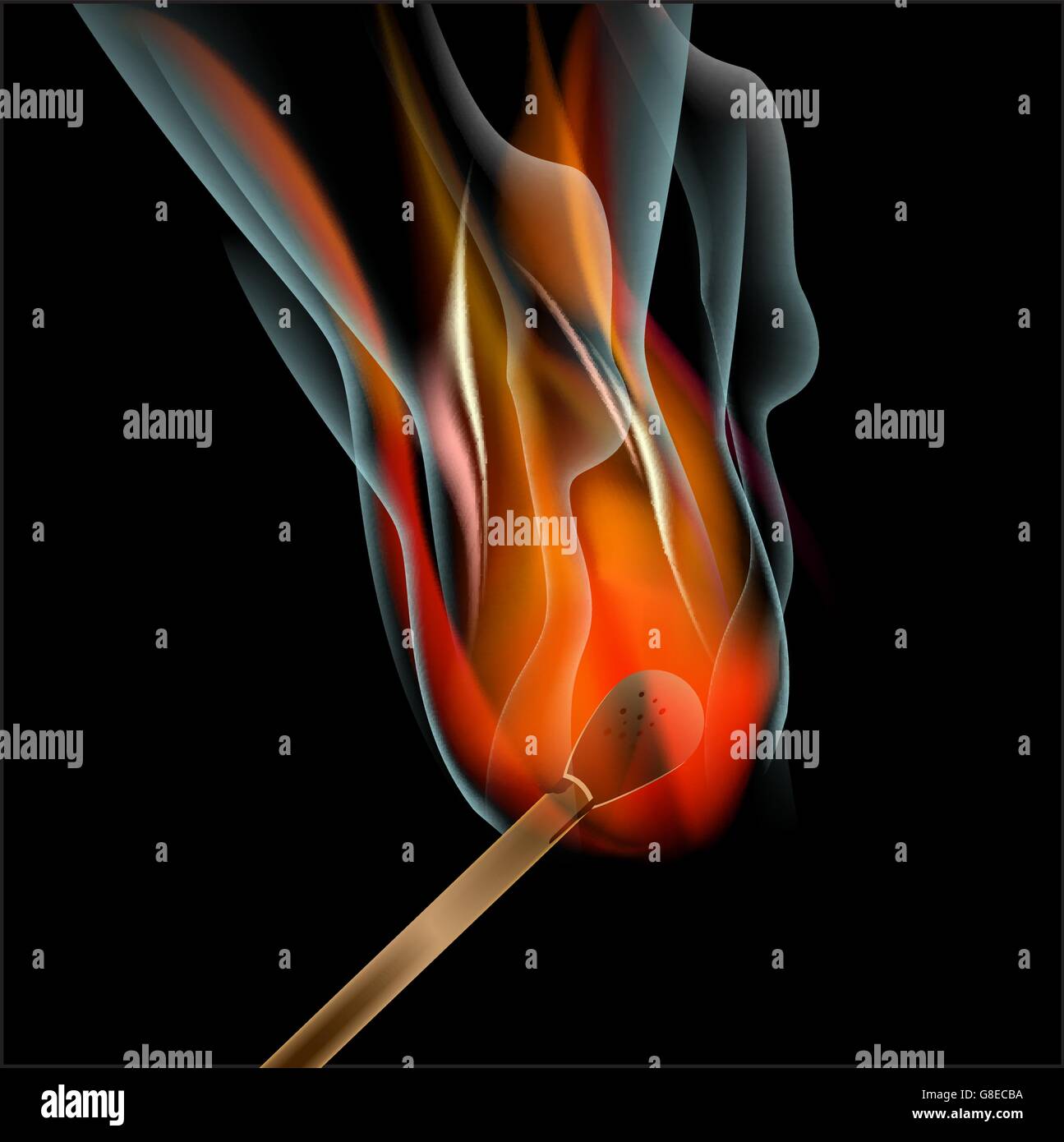 Burning match on black background Stock Vector Image & Art - Alamy