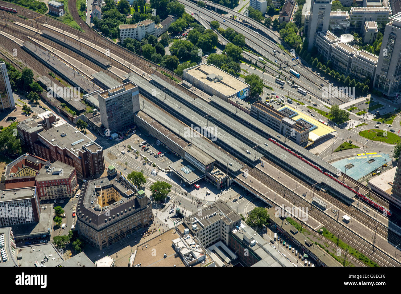 Aerial view, Essen central station, Essen, Ruhr Area, North Rhine ...