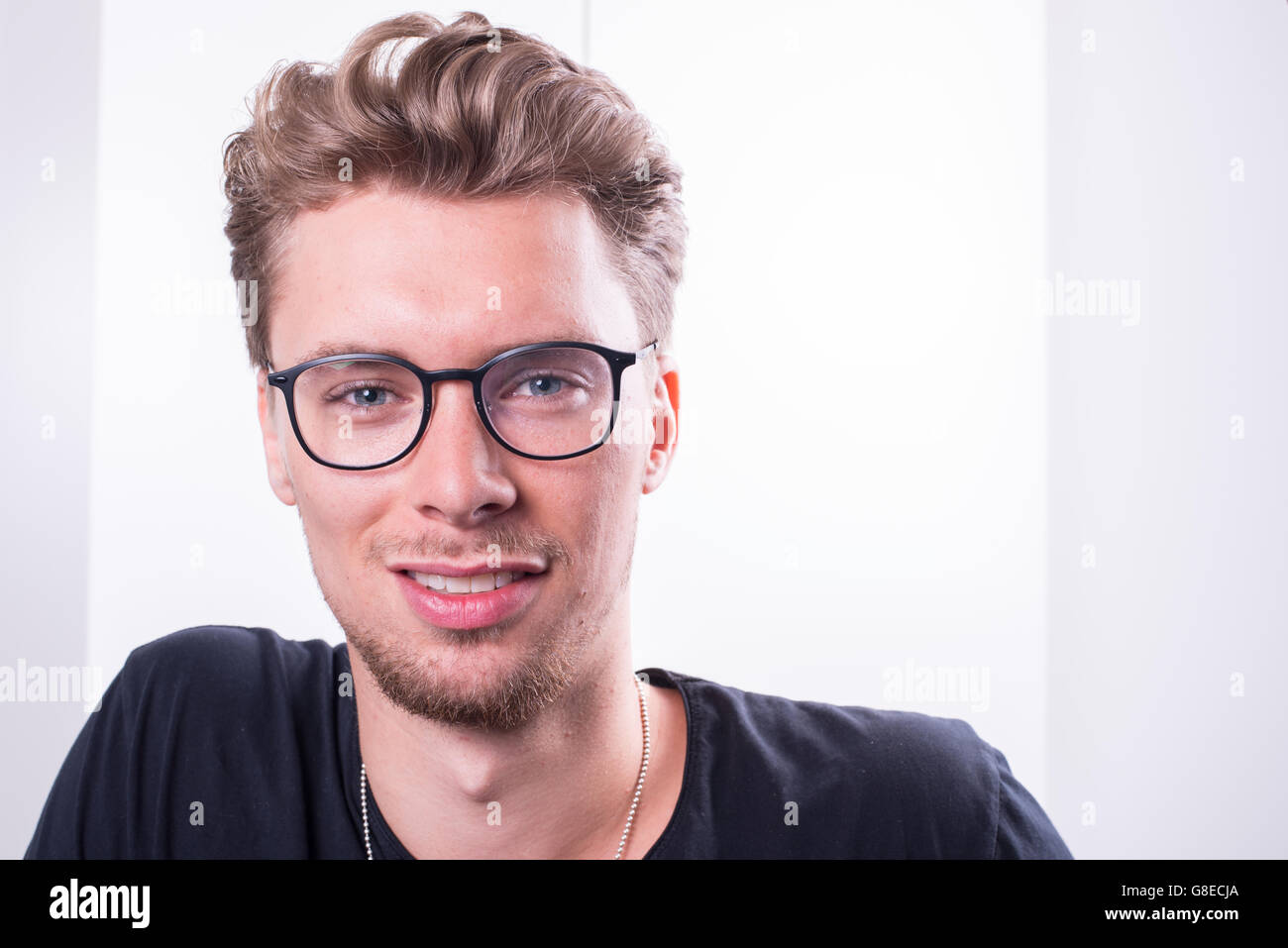 Portrait young smart Professional actively following the meeting Stock ...