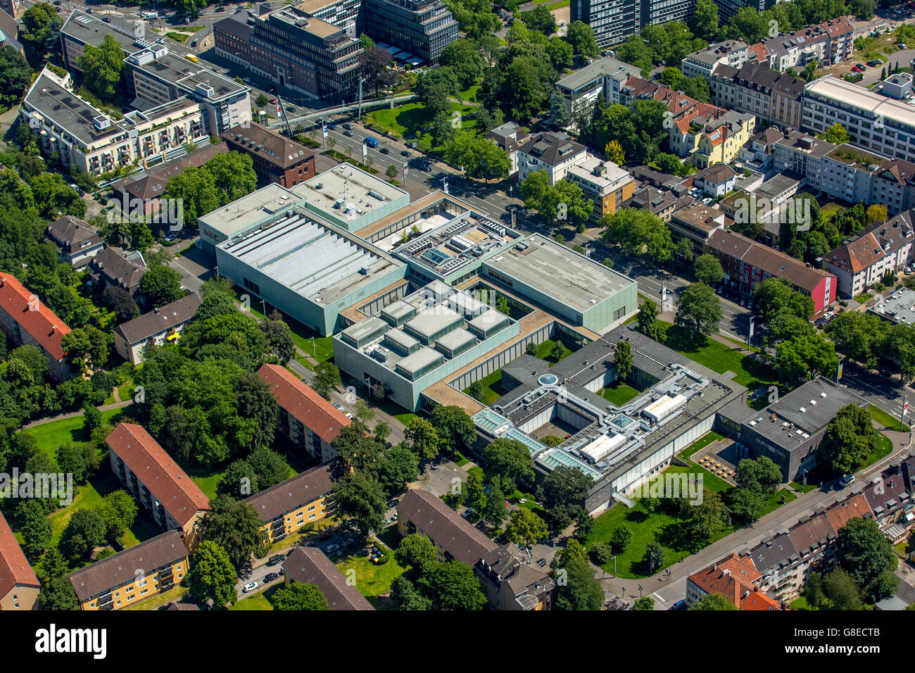 Aerial view, Folkwang Museum Essen, Essen, Ruhr Area, North Rhine ...