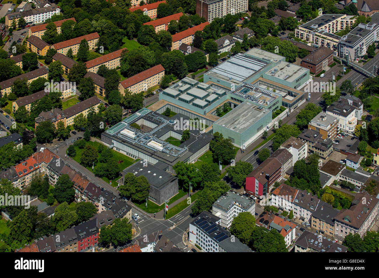 Aerial view, Folkwang Museum Essen, Museum Folkwang, Essen, Institute ...