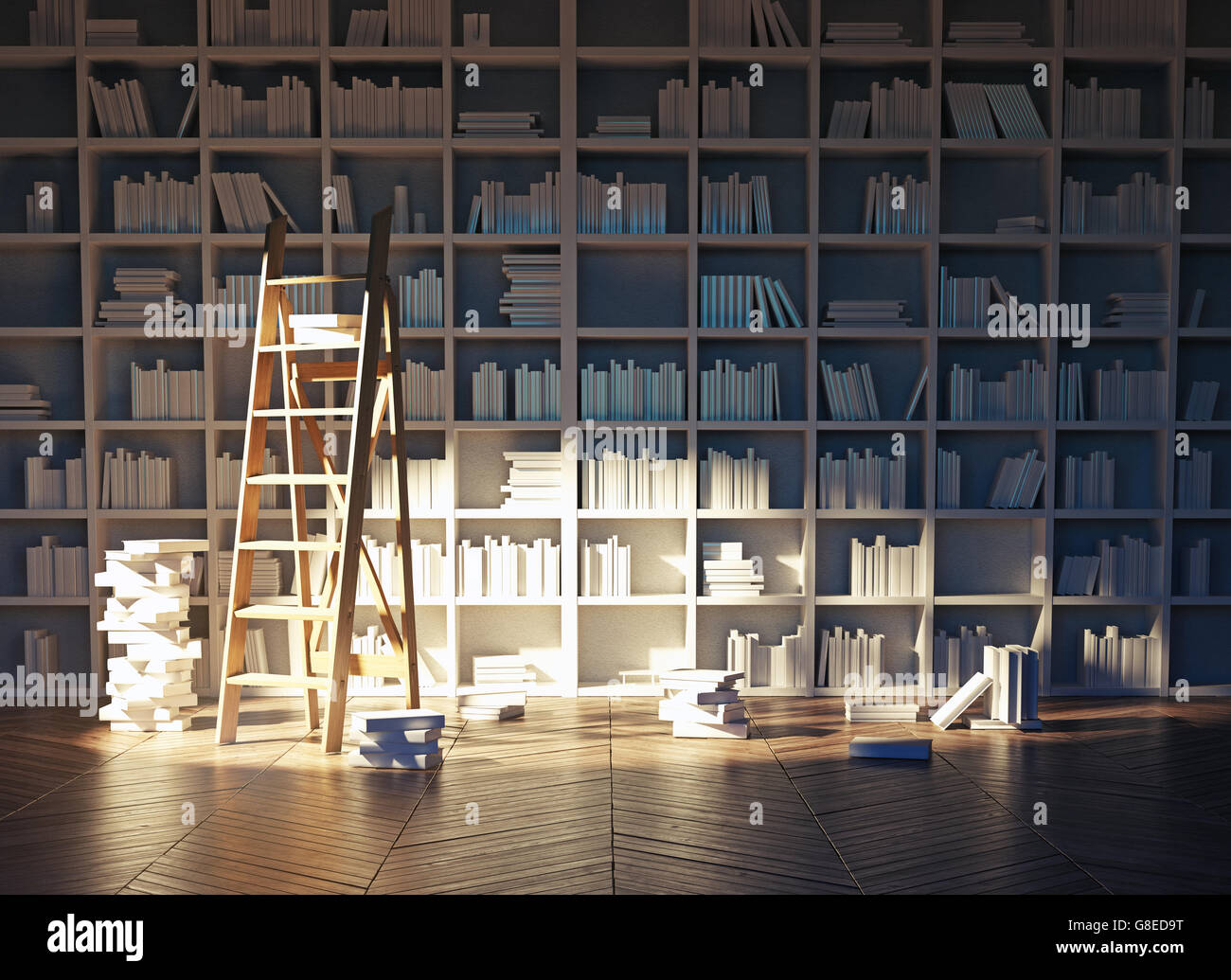 sunlight in the library interior. 3d rendering Stock Photo - Alamy