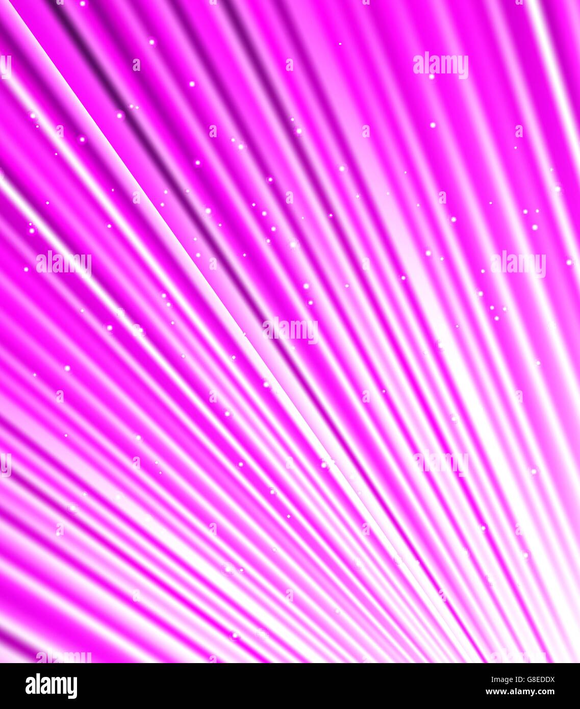 Snow and stars are falling on the background of purple luminous rays ...