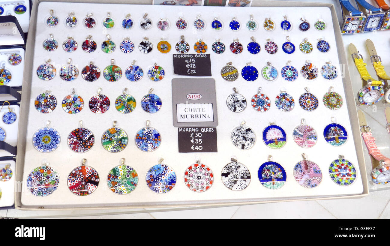 VENICE, Italy, Murano glassware on sale. Photo Tony Gale Stock Photo ...