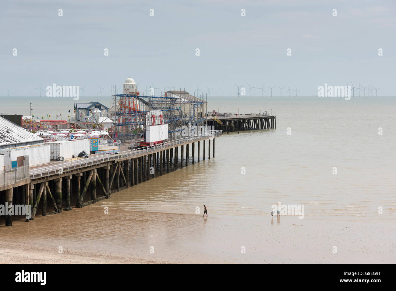 Clacton Pier with people on the beach in summer UK Stock Photo - Alamy