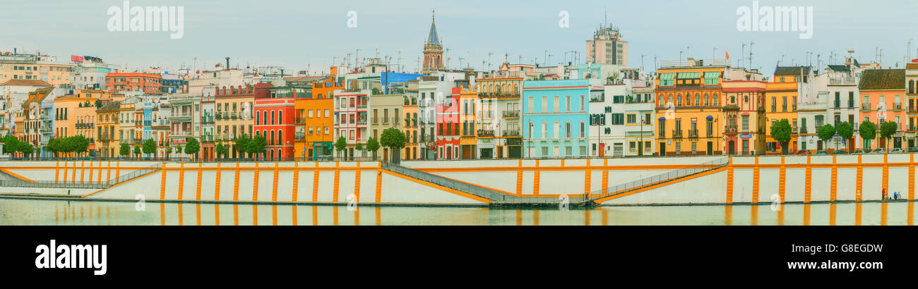 Seville panoramic cityscape with historical buildings, city skyline ...