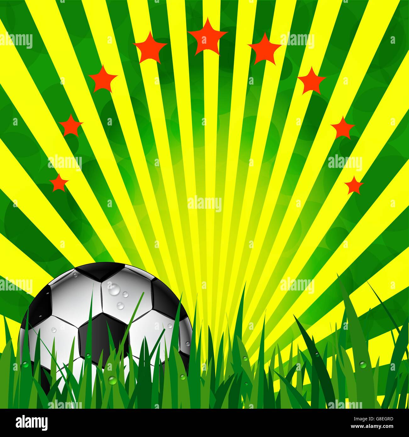 Illustration football card in Brazil flag colors. Soccer ball. Vector ...