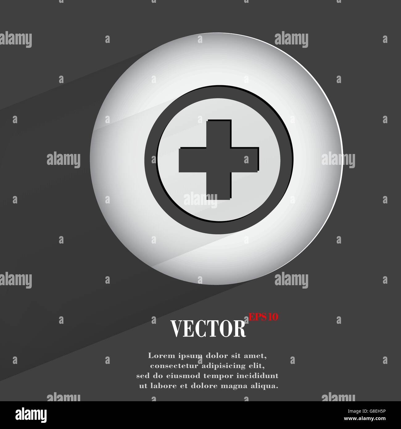 Plus. Flat modern web button with long shadow and space for your text ...