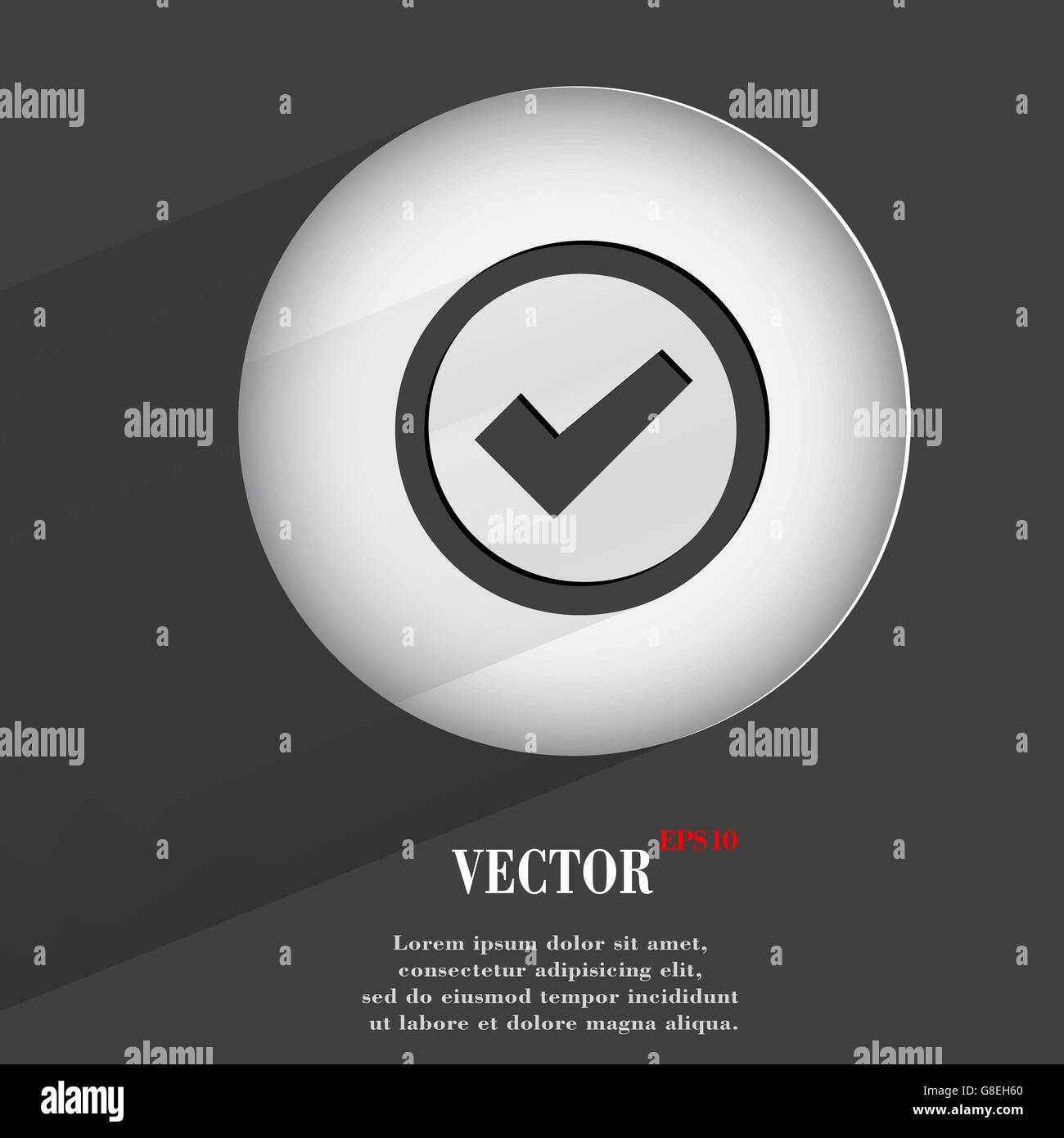 tick .Flat modern web button with long shadow and space for your text ...