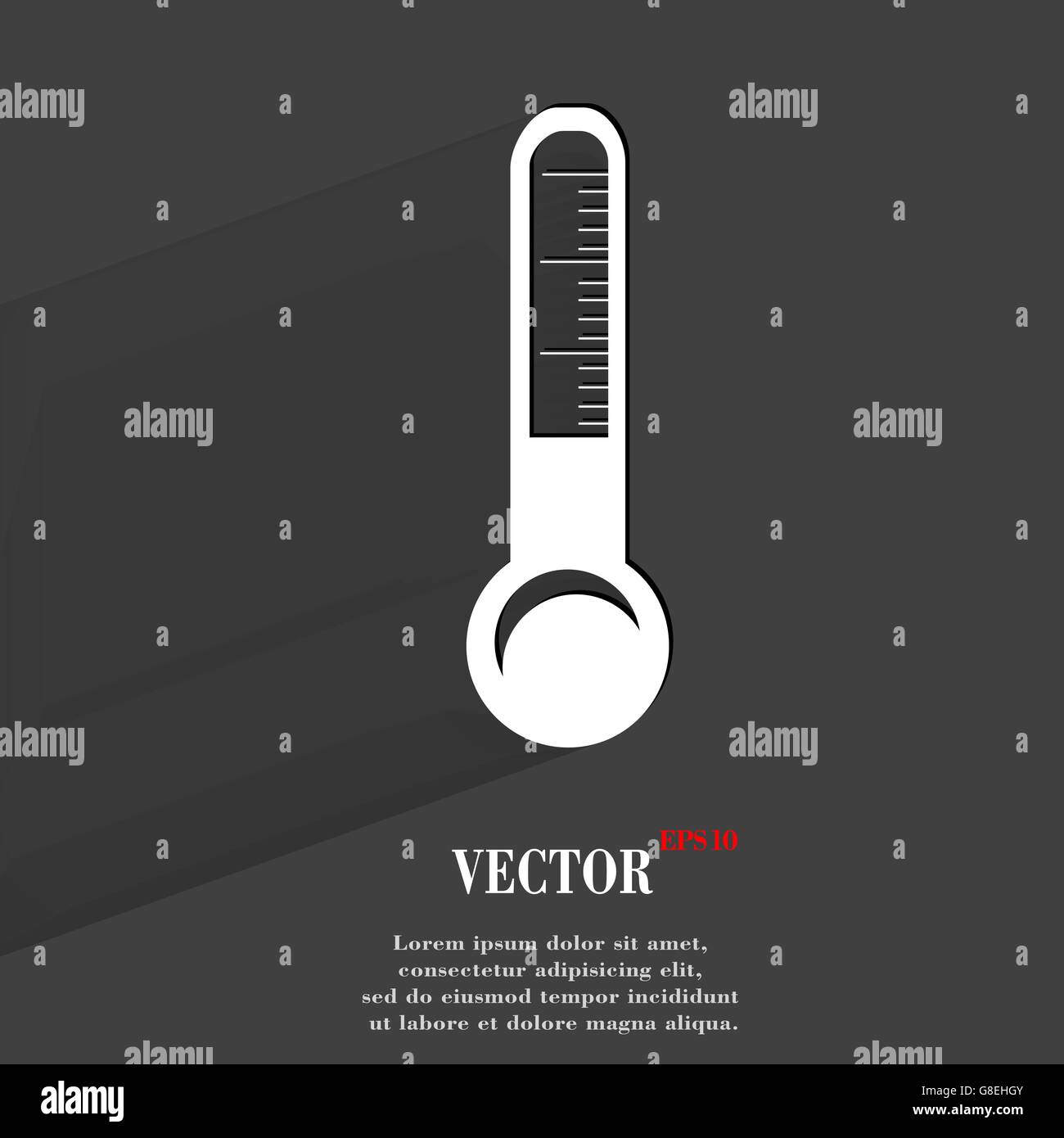 Thermometer. Flat modern web button with long shadow and space for your ...