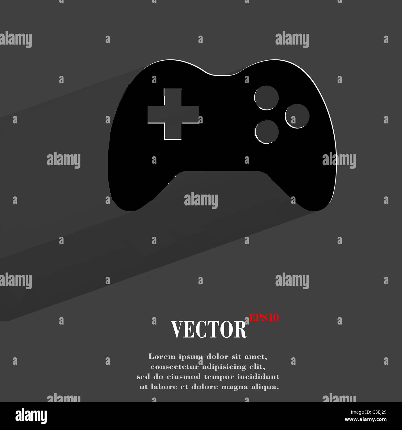 Gaming Joystick. Flat modern web button with long shadow and space for your text. Vector. EPS10 ...