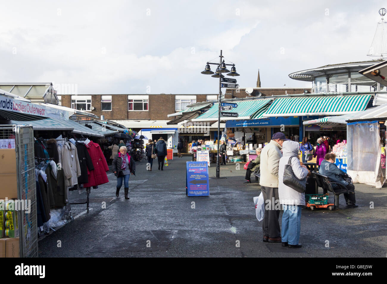 Open section of Bury Market, adjacent to the fish and meat market hall ...