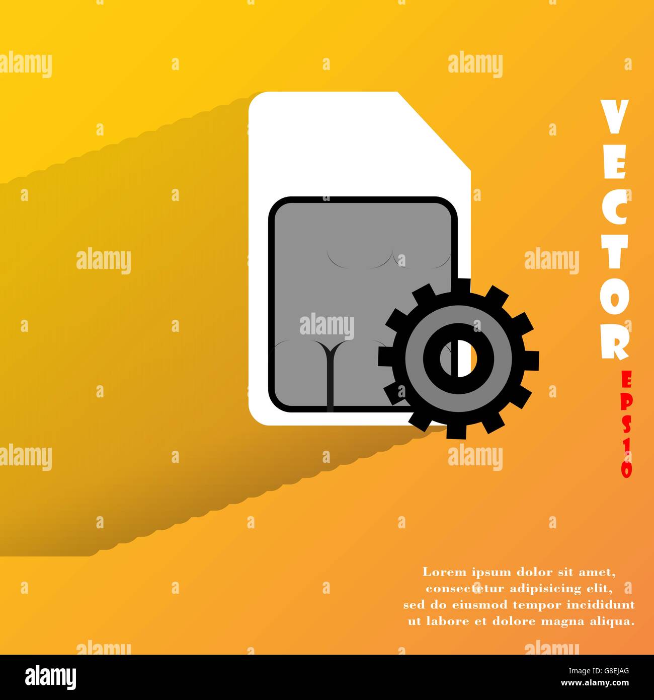 SIM card. Flat modern web button with long shadow and space for your text. Vector. EPS10 Stock ...