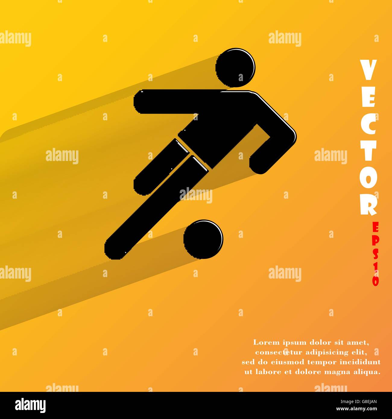 football player. Flat modern web button with long shadow and space for ...