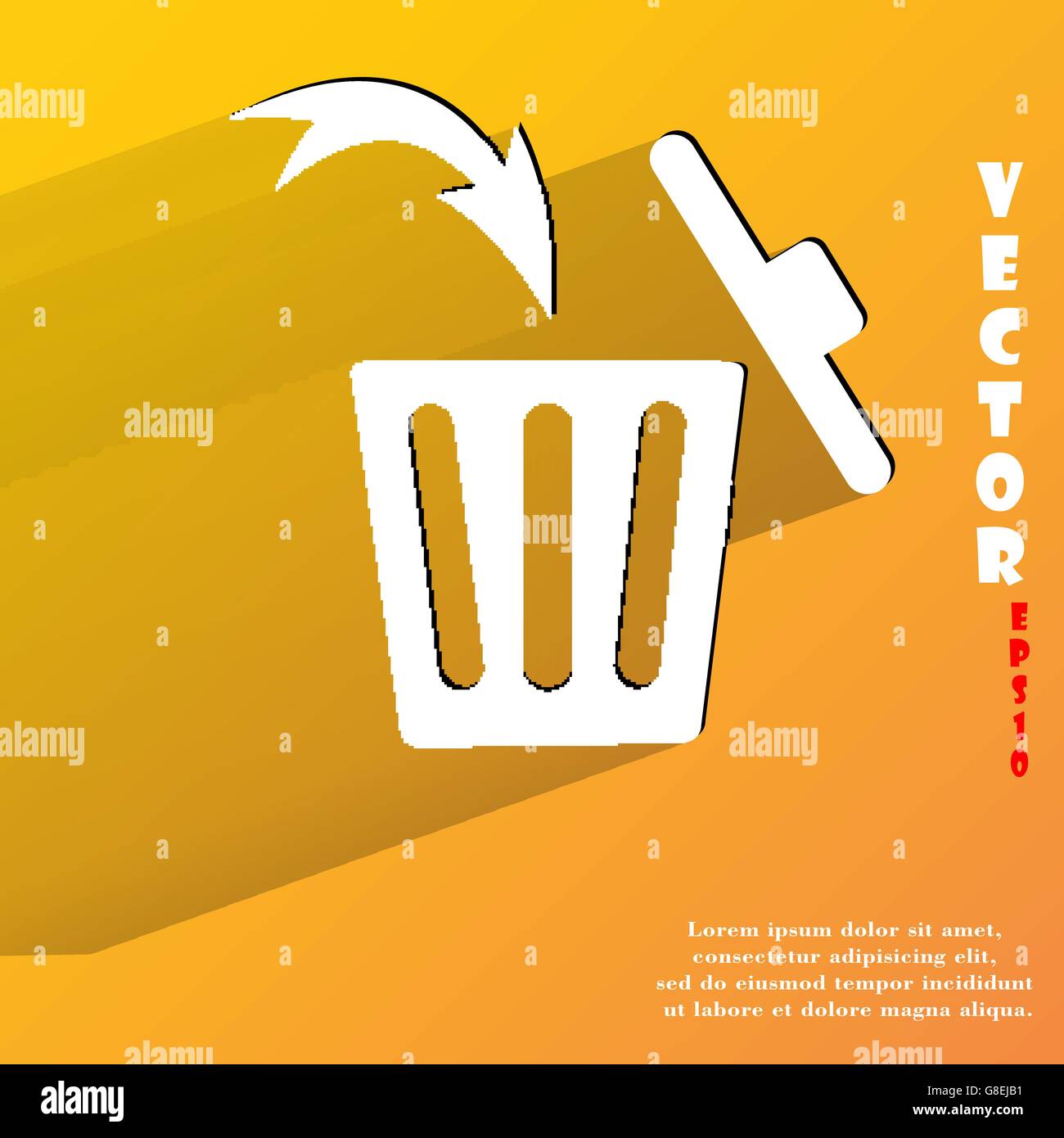 Trash bin. Flat modern web button with long shadow and space for your text. Vector. EPS10 Stock ...