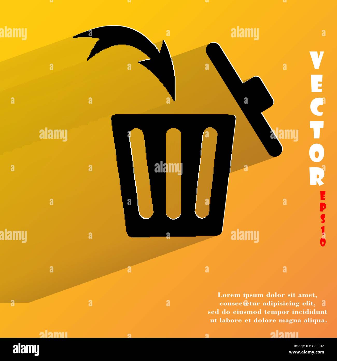 Trash bin. Flat modern web button with long shadow and space for your text. Vector. EPS10 Stock ...