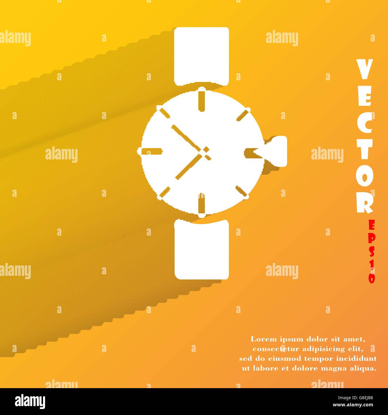 Watch,clock. Flat modern web button with long shadow and space for your ...