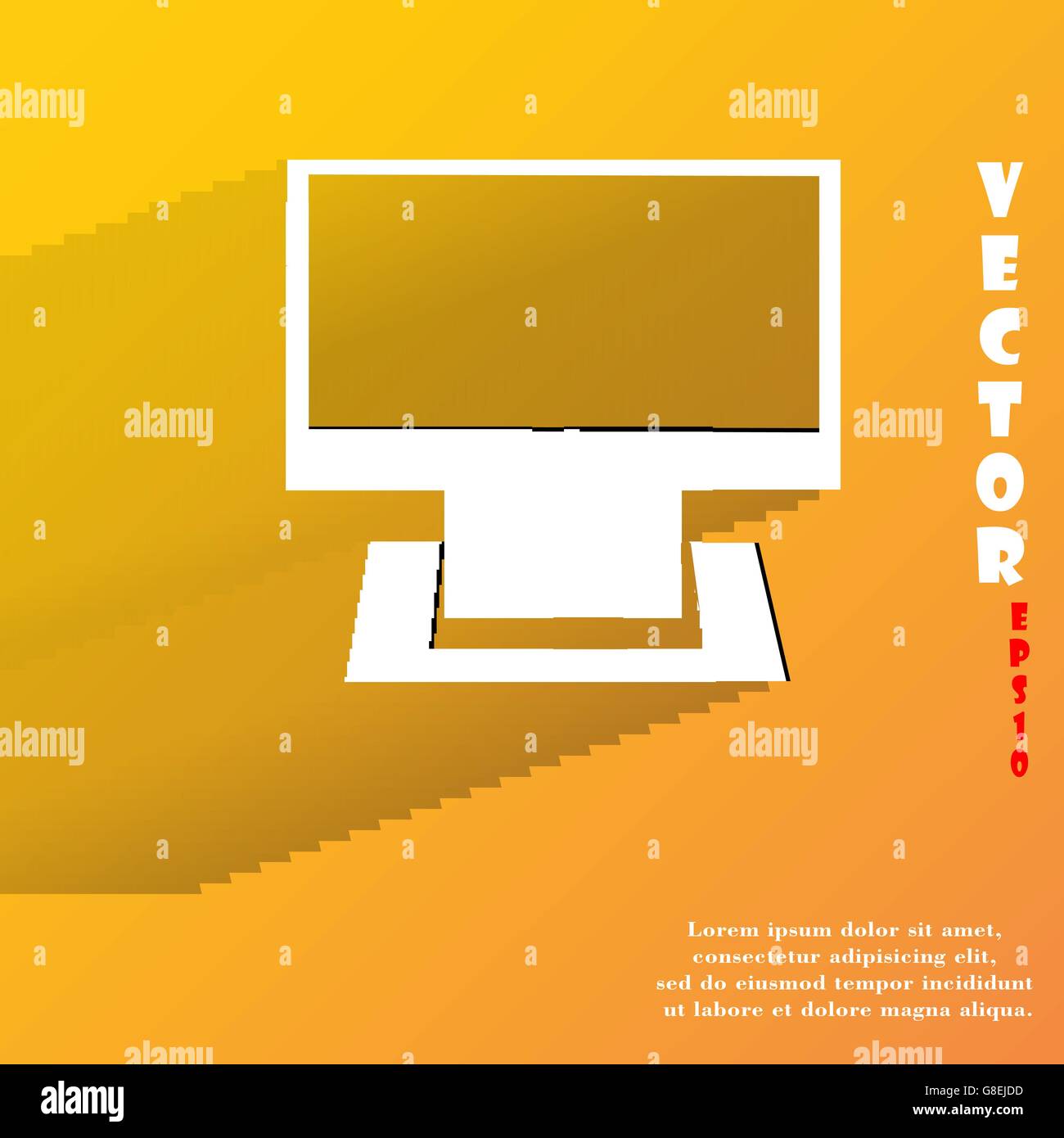 Computer. Flat modern web button with long shadow and space for your text. Vector. EPS10 Stock ...