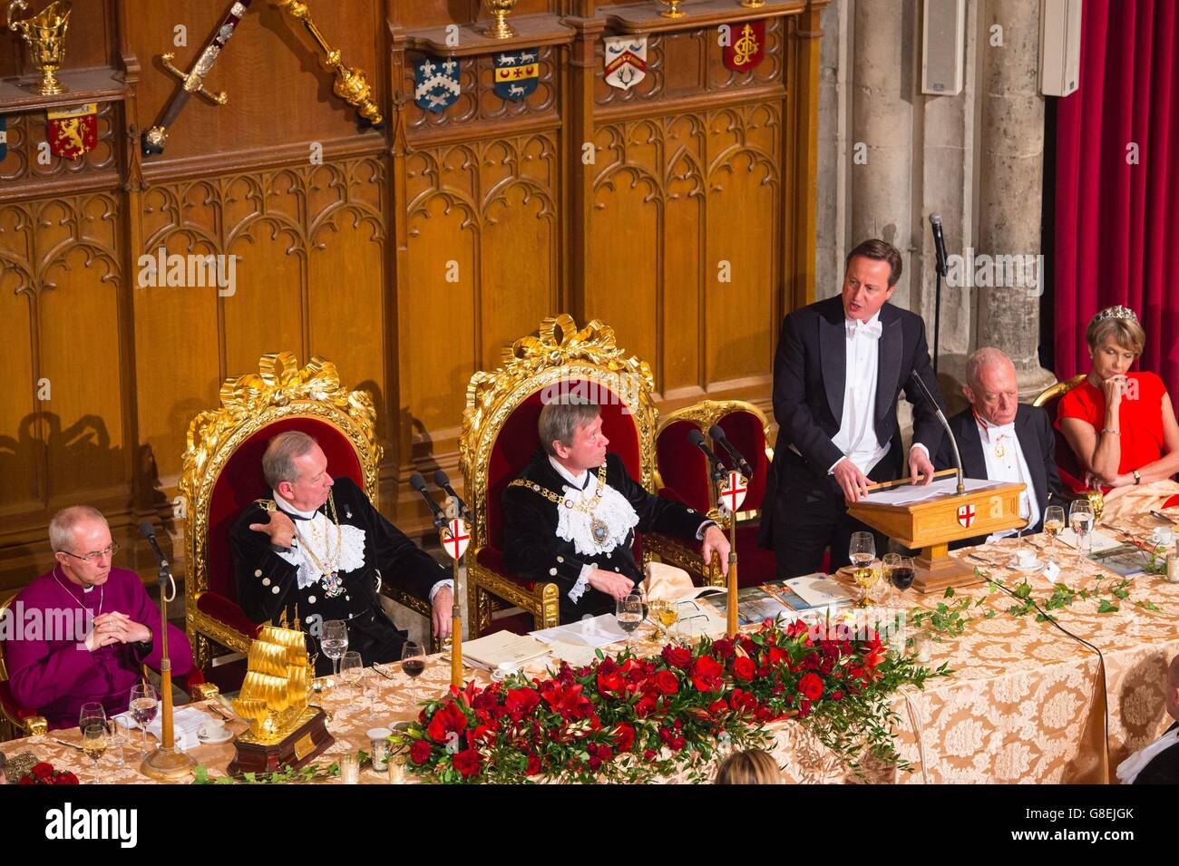 Prime Minister David Cameron speaks at the Lord Mayor's Banquet ...
