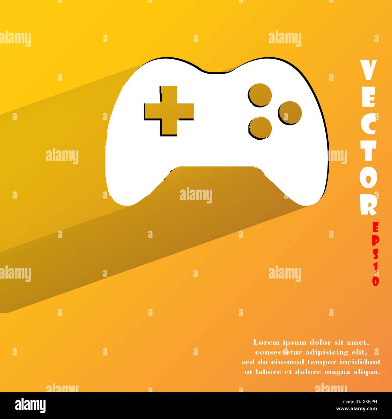 Gaming Joystick. Flat modern web button with long shadow and space for your text. Vector. EPS10 ...